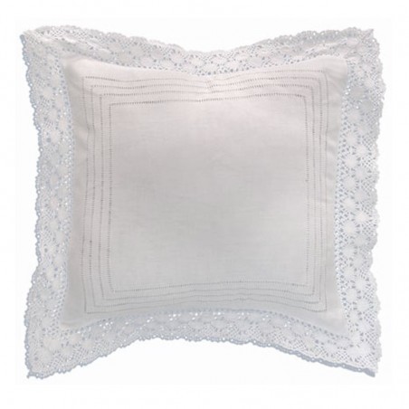 COJIN PUNTILLA Y VAINICAS BLANCO, 40X40 cm